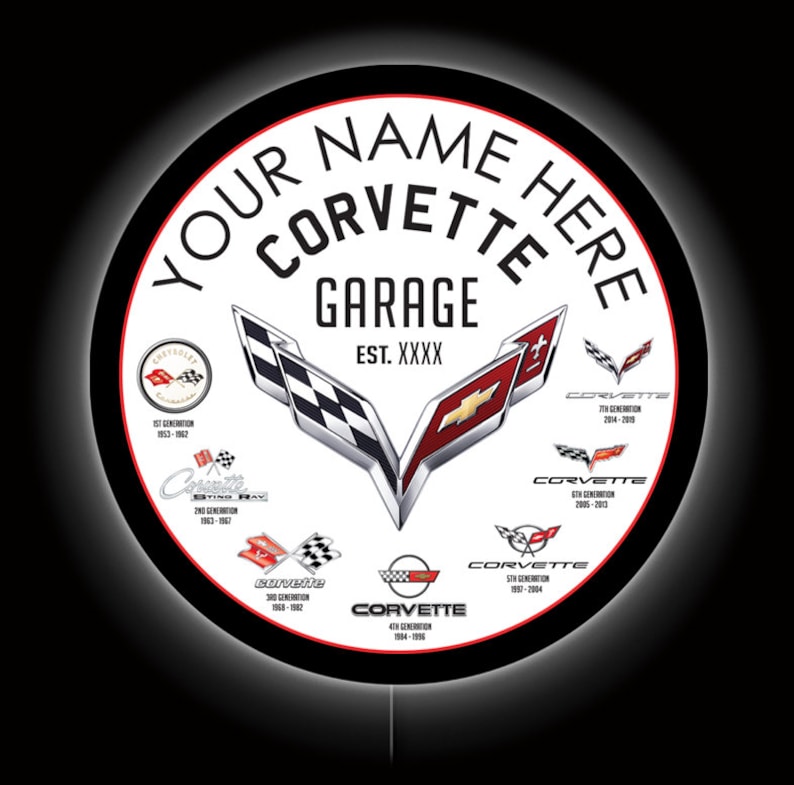 Corvette Flags LED 23" LED Custom Sign - Etsy
