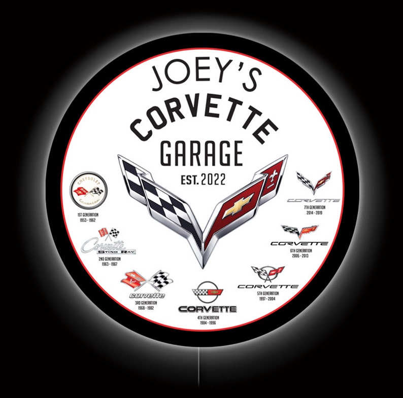 Corvette Flags LED 23" LED Custom Sign - Etsy