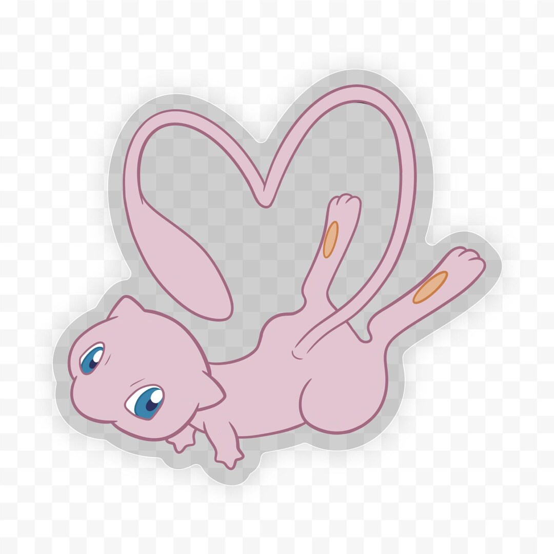 Heart Tail Mew Waterproof Vinyl Sticker Matte Finish Pokemon Video Game ...