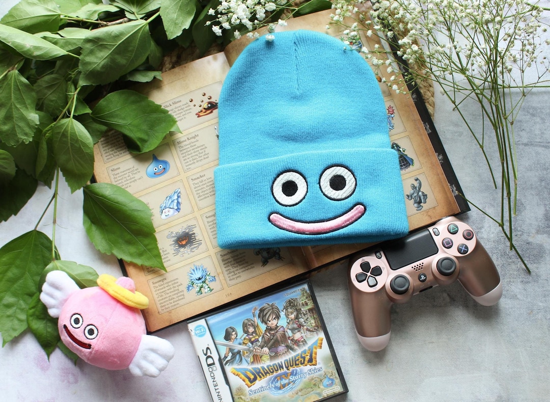 Dragon Quest Slime Face Beanie | Embroidered | She-slime | Metal Slime | Retro Game Merch ...