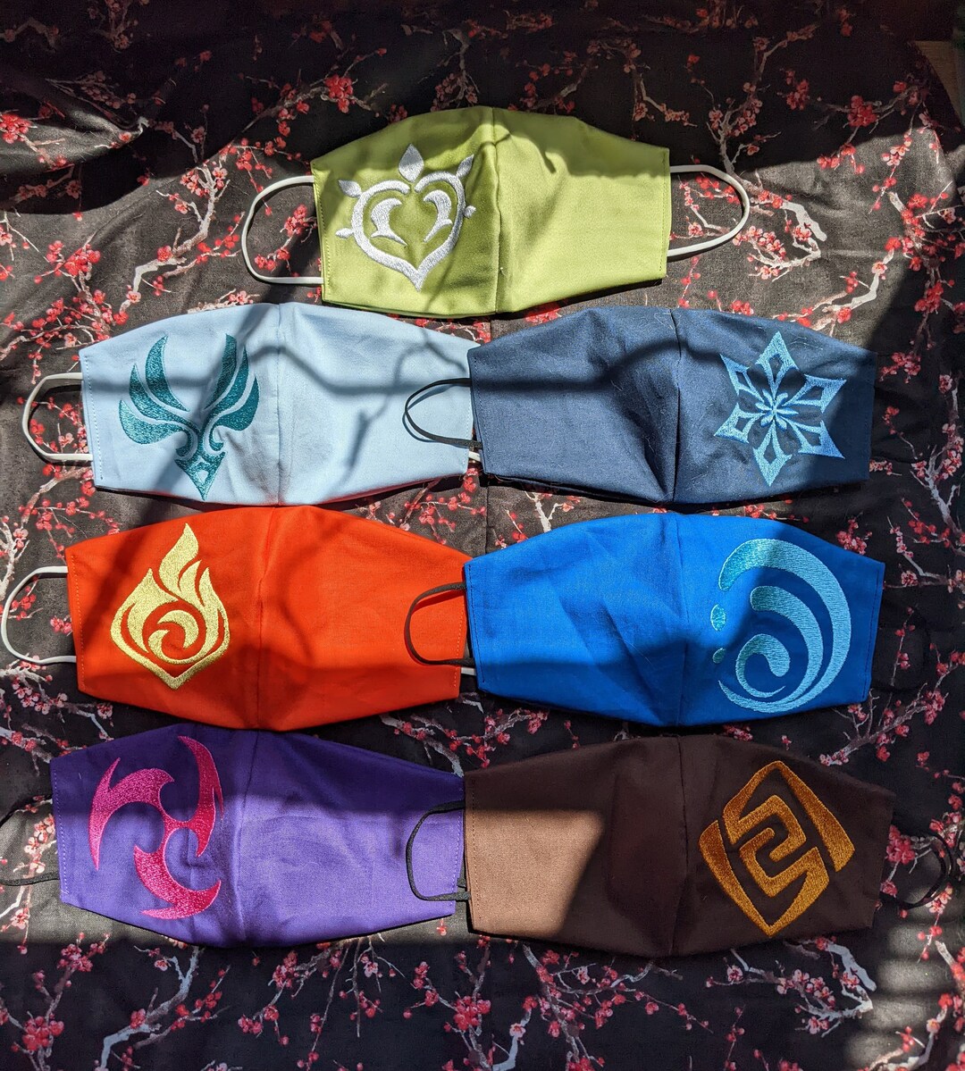 Genshin Impact Elemental Icon Embroidered Face Masks - Etsy