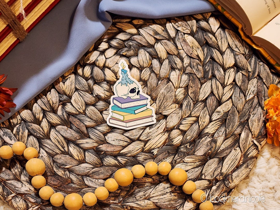 Skull Book Stack Sticker Halloween Sticker, Kindle Sticker, Laptop ...