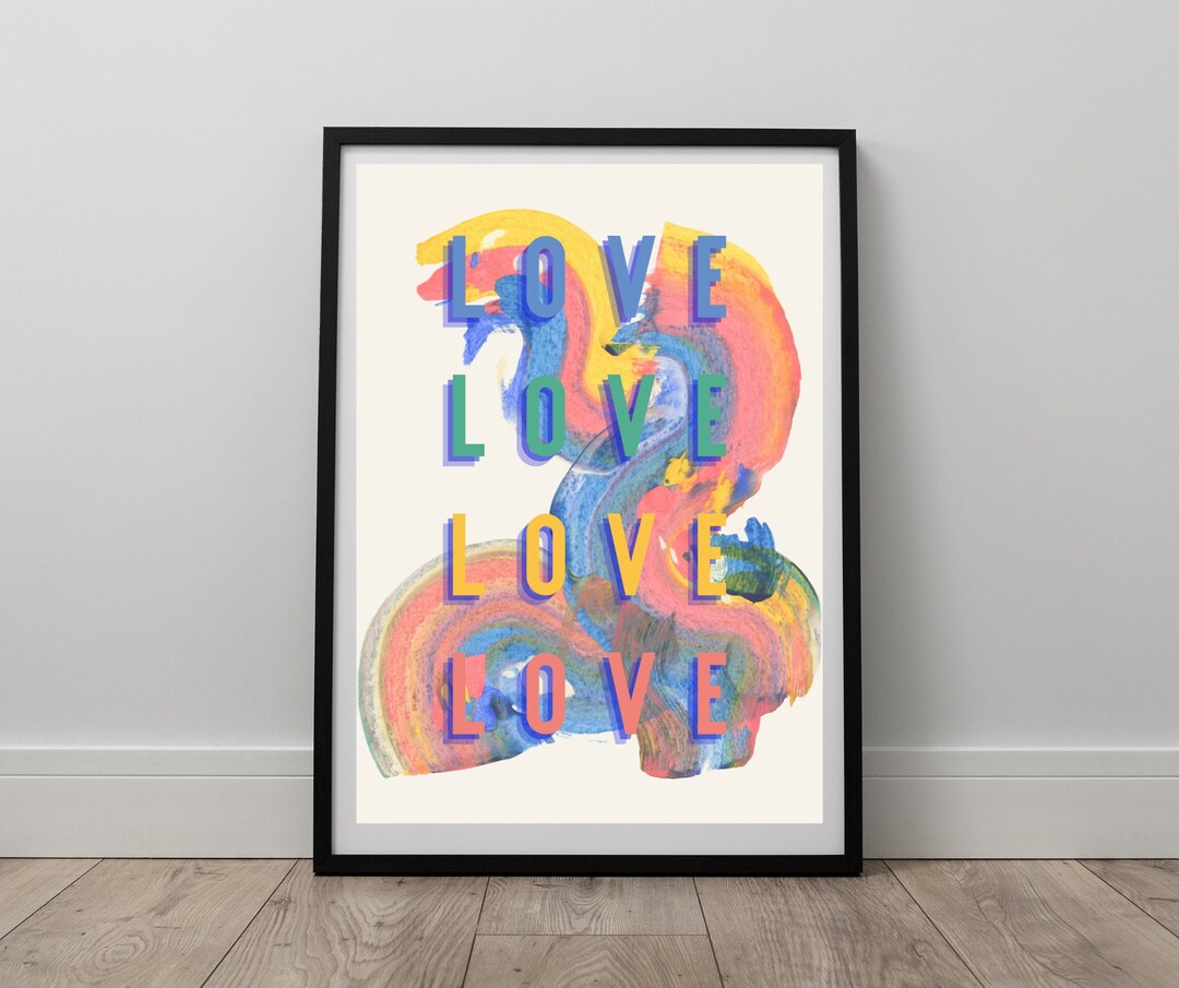Printable Art Love Rainbow Watercolor Poster Print LGBTQ Gay Lesbian ...