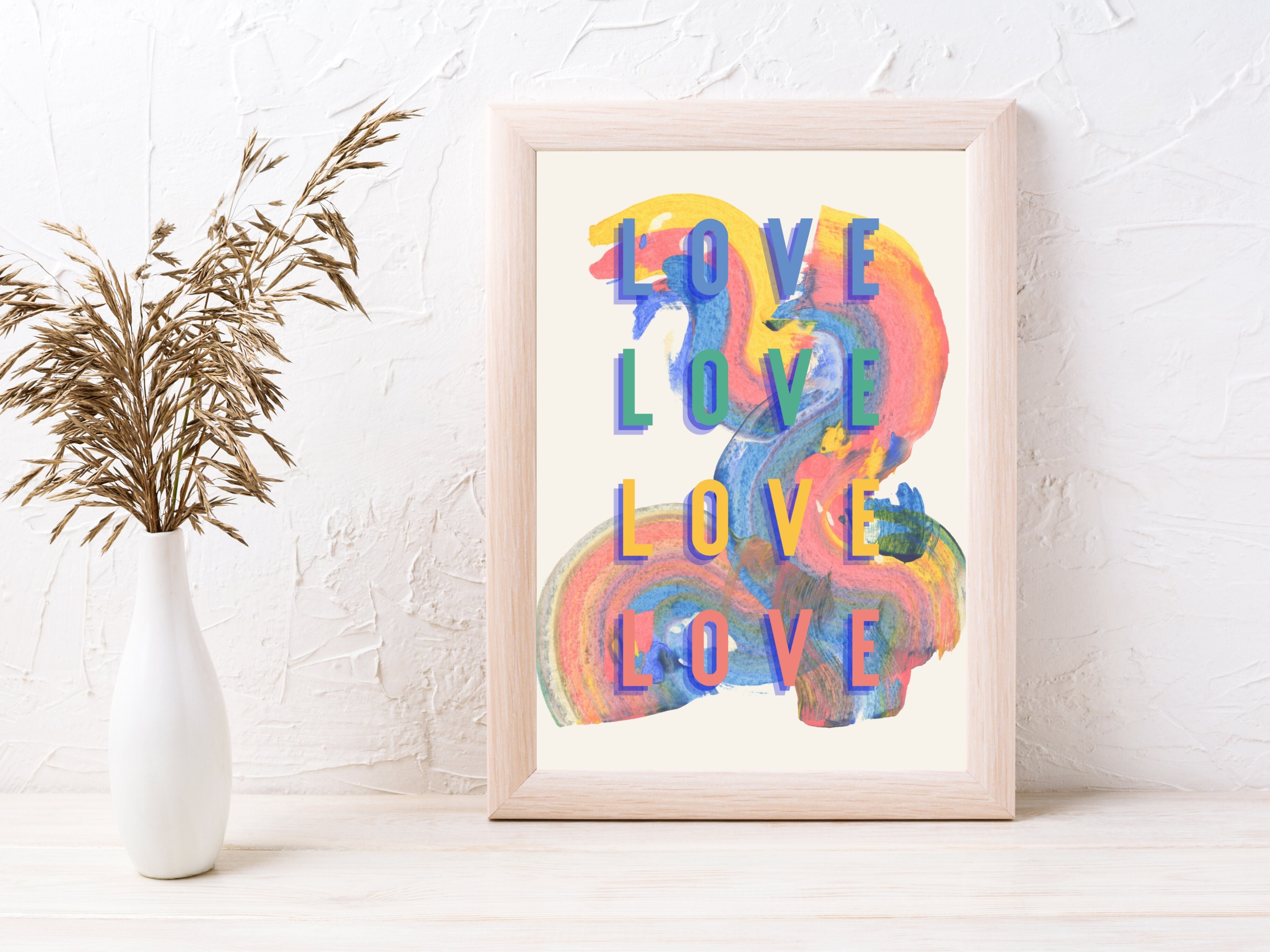 Printable Art Love Rainbow Watercolor Poster Print LGBTQ Gay Lesbian ...