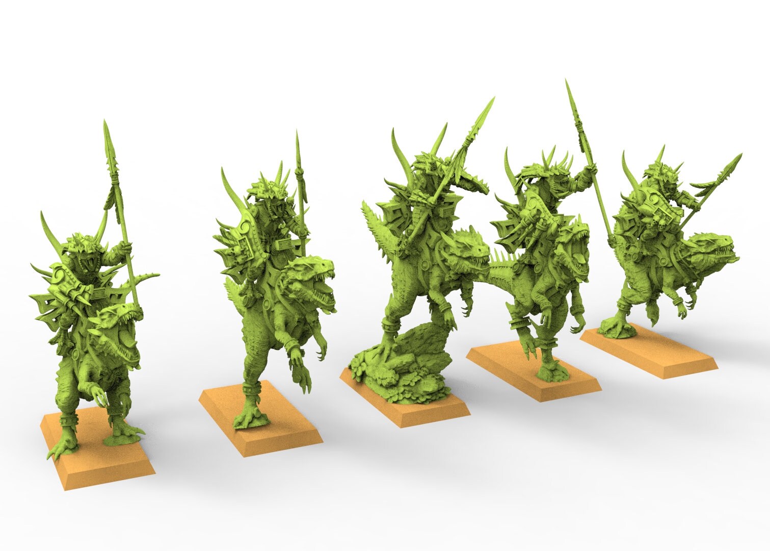 Lost Temple Saurian Raptor Riders Lizardmen, Raven Twin Miniatures ...