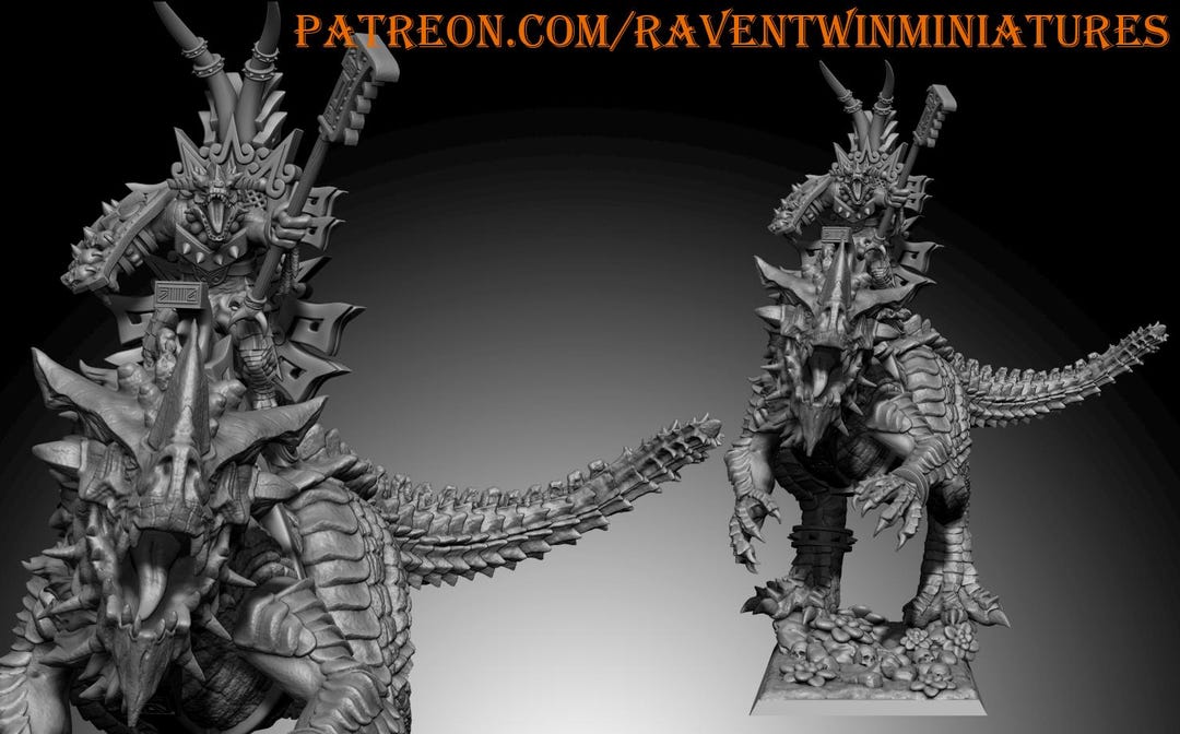 Lost Temple Beast Carnosaur With Sword and Shield Warrior, Raven Twin ...