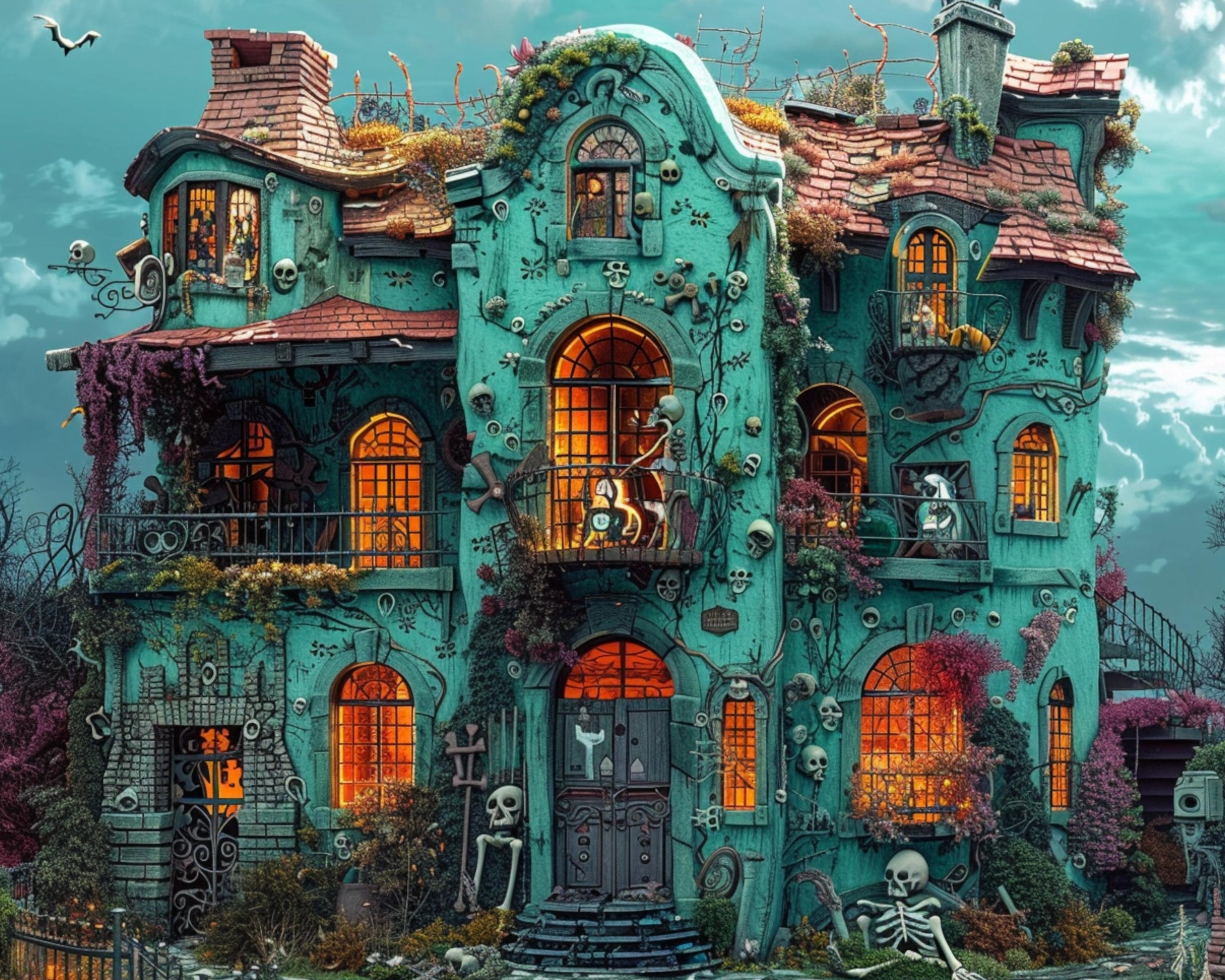 Printable "spooky Manor" Wall Art Painting Magical Fantasy Haunted ...