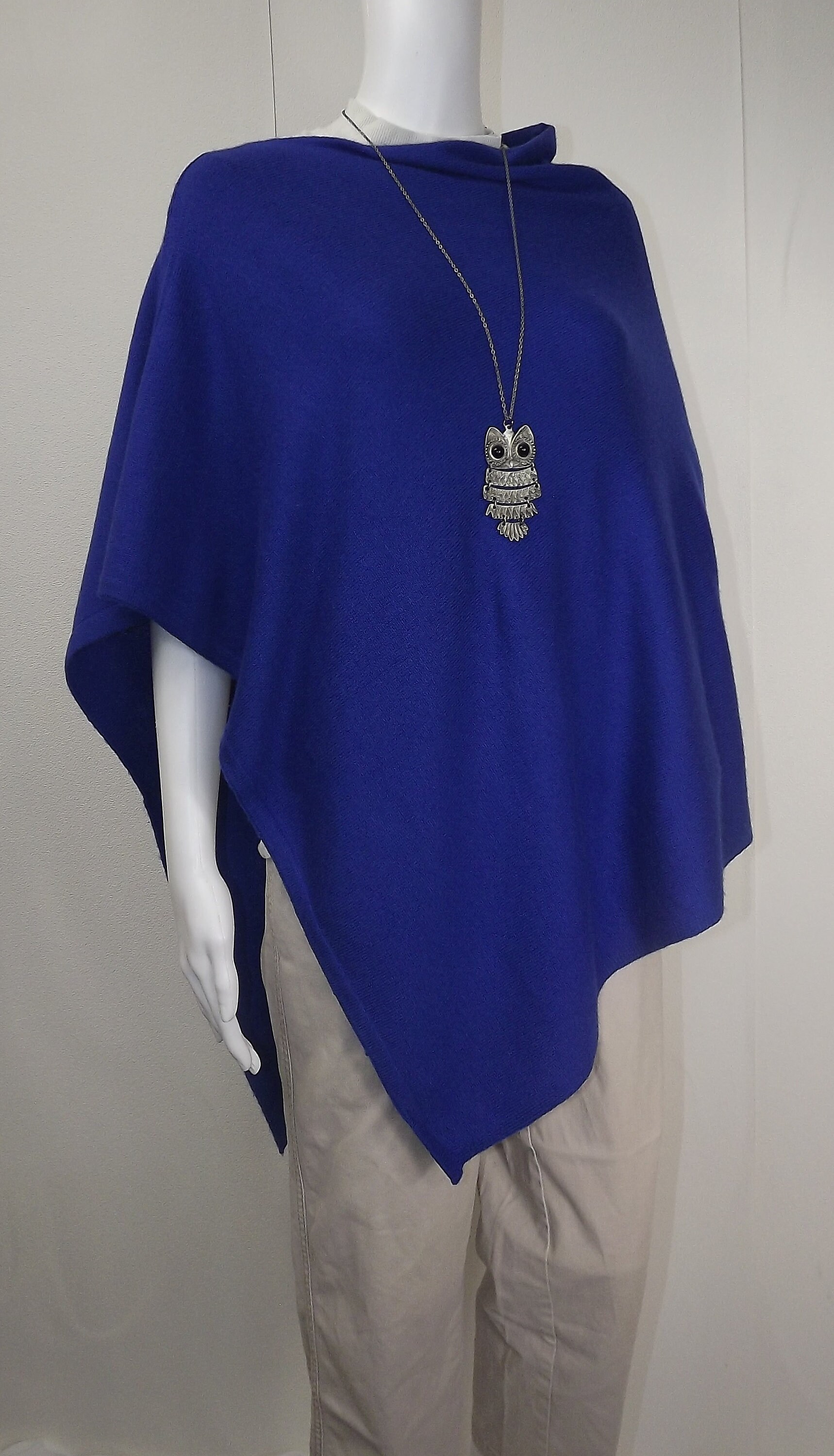 CASHMERE Poncho COBALT BLUE Handmade Cape Wrap One Sizefree - Etsy