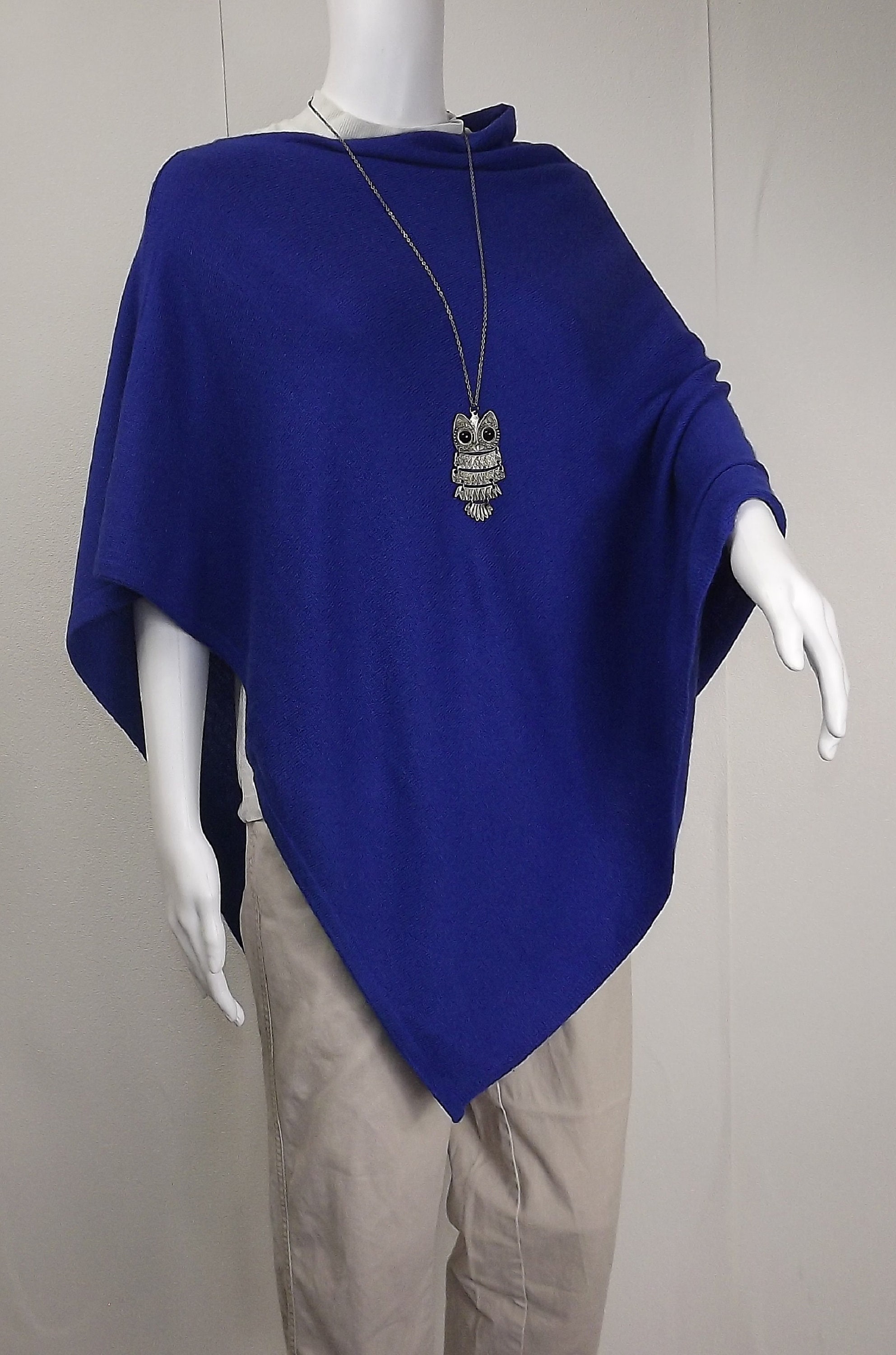 CASHMERE Poncho COBALT BLUE Handmade Cape Wrap One Sizefree - Etsy