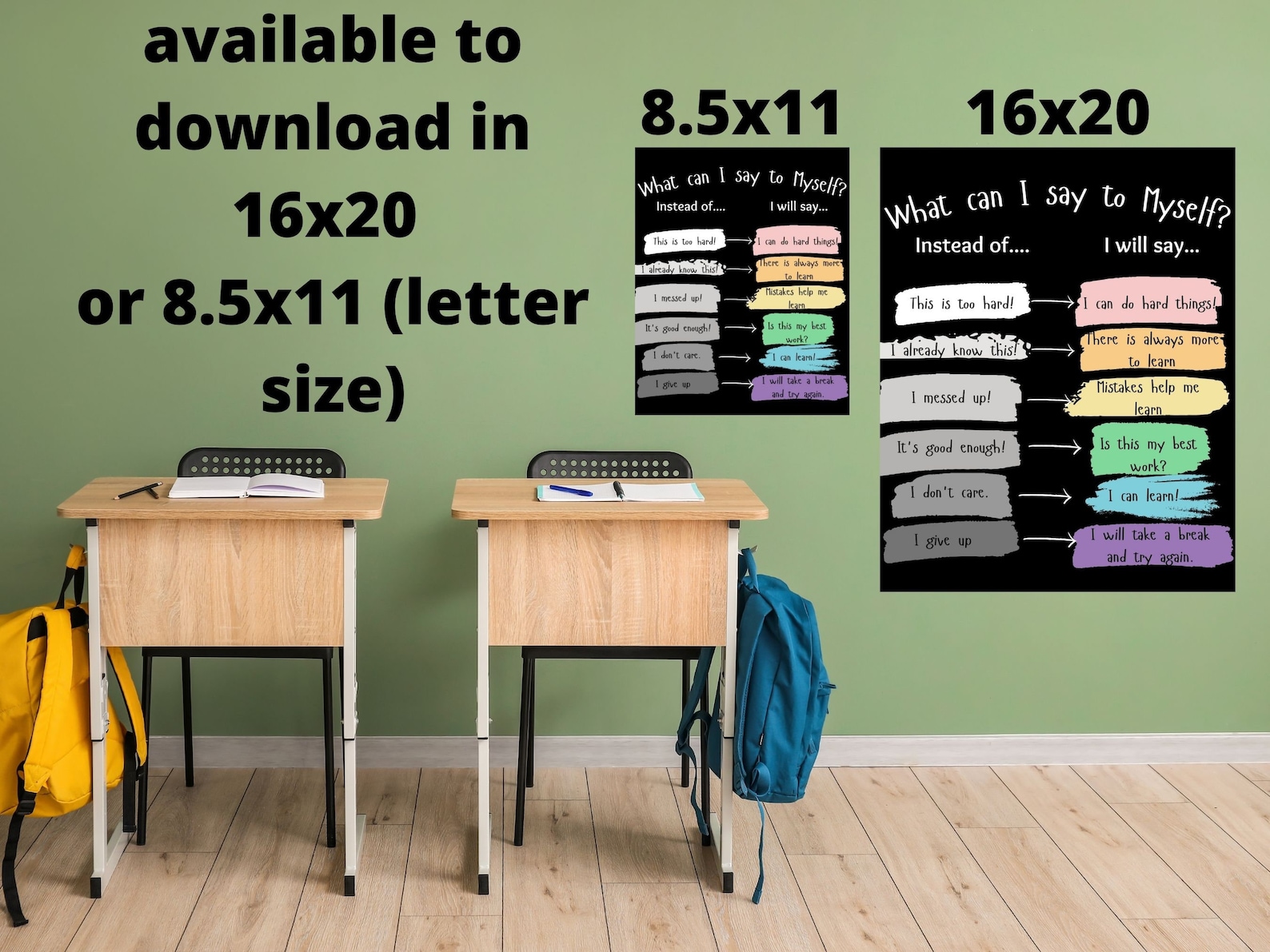 Positive Self-talk Classroom Poster | Printable | Download in Two Sizes ...