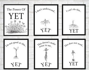 Power of yet Posters Set of 6, Growth Mindset Digital Download ...