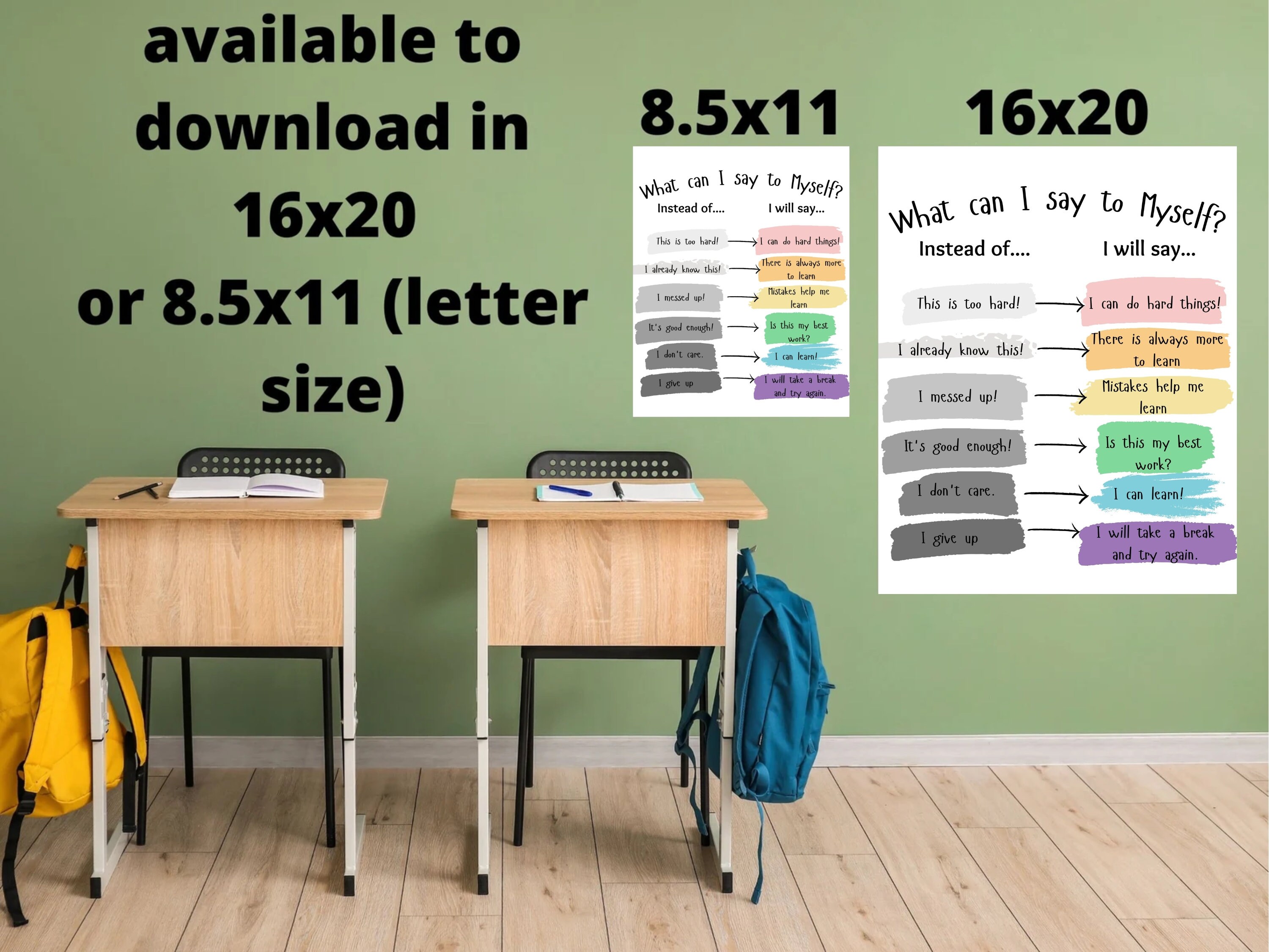 Positive Self-talk Classroom Poster | Printable | Download in Two Sizes ...
