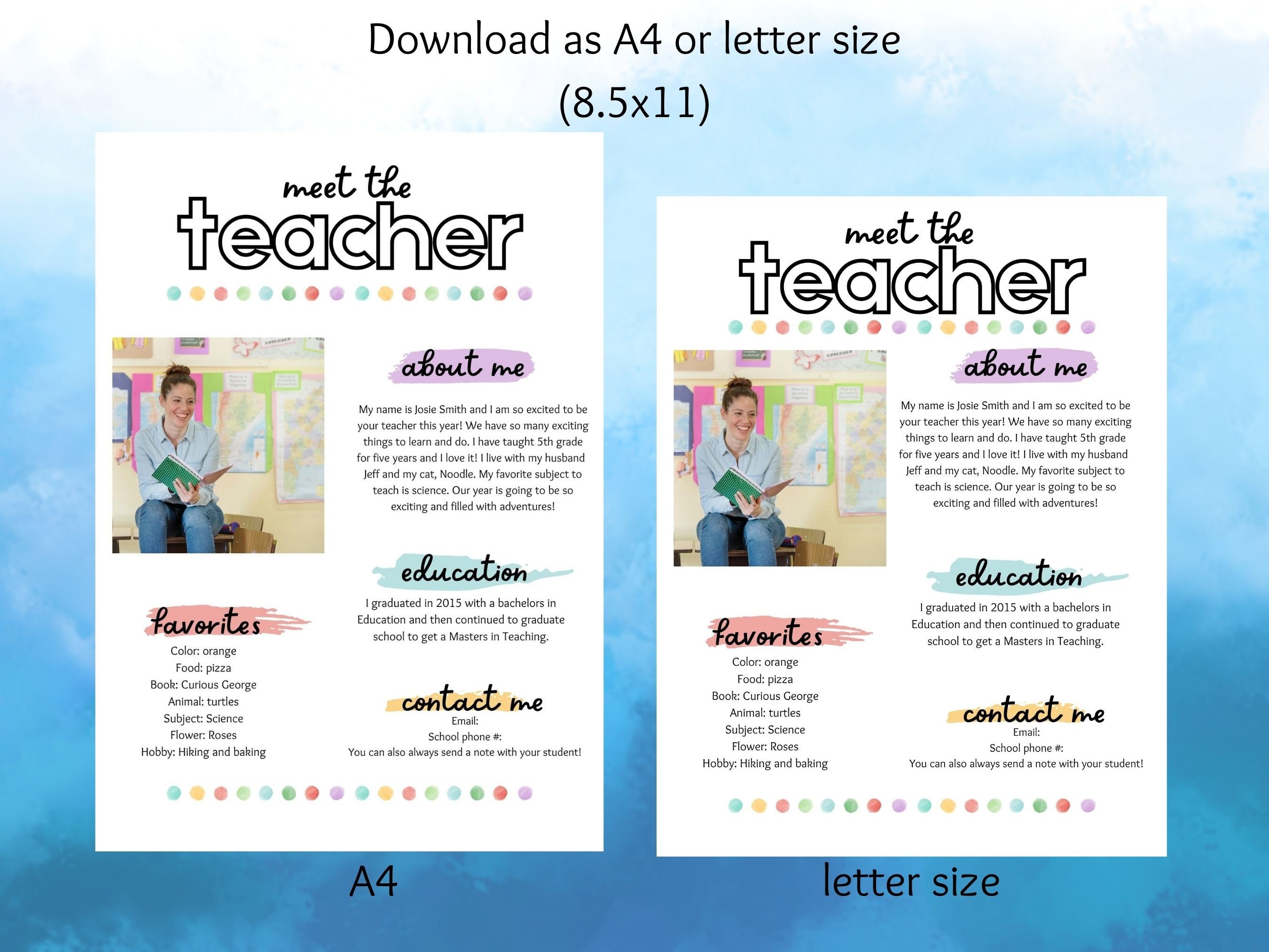 EDITABLE Watercolor Meet the Teacher Letter - Etsy
