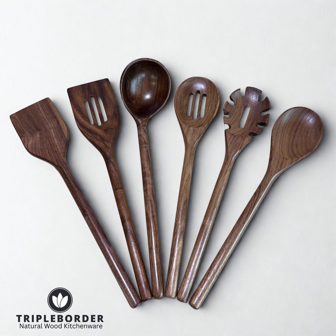 TB® the Chef’s | Walnut Wooden Cooking Utensil Set | Handmade Kitchen ...