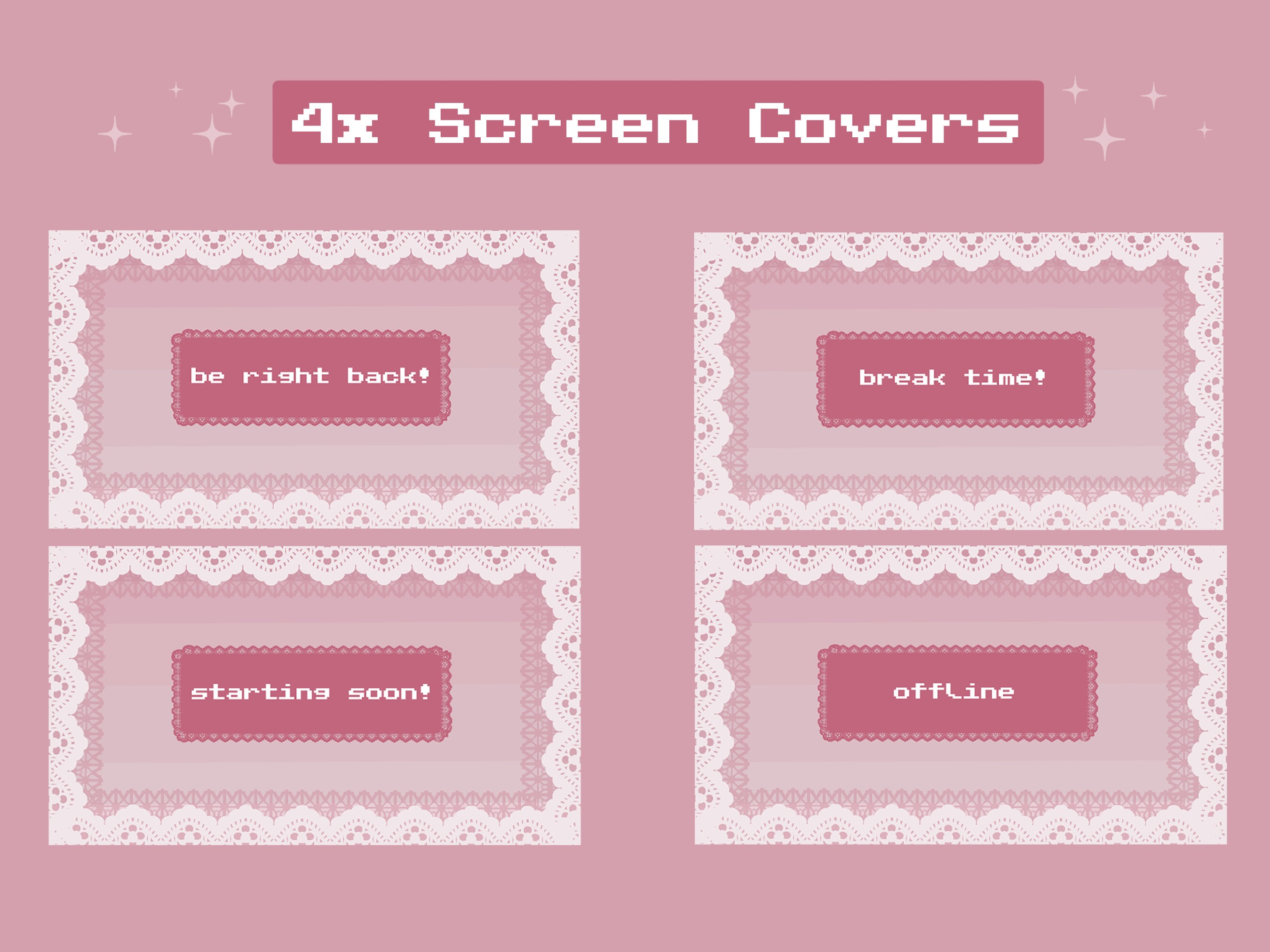 Cute Pink Lace and Pixel Twitch Overlay - Etsy