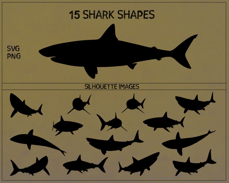 Shark Pack Clipart, Shark Clipart, Sharks, Shark Silhouette, Cartoon ...