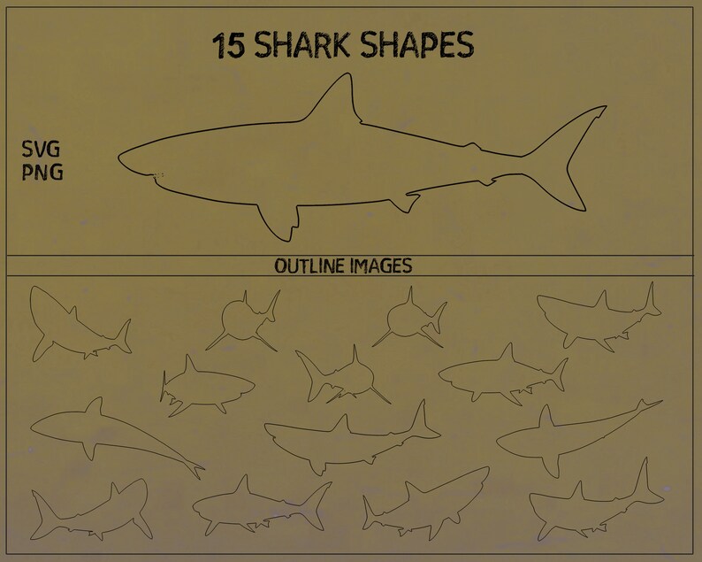 Shark Pack Clipart, Shark Clipart, Sharks, Shark Silhouette, Cartoon ...