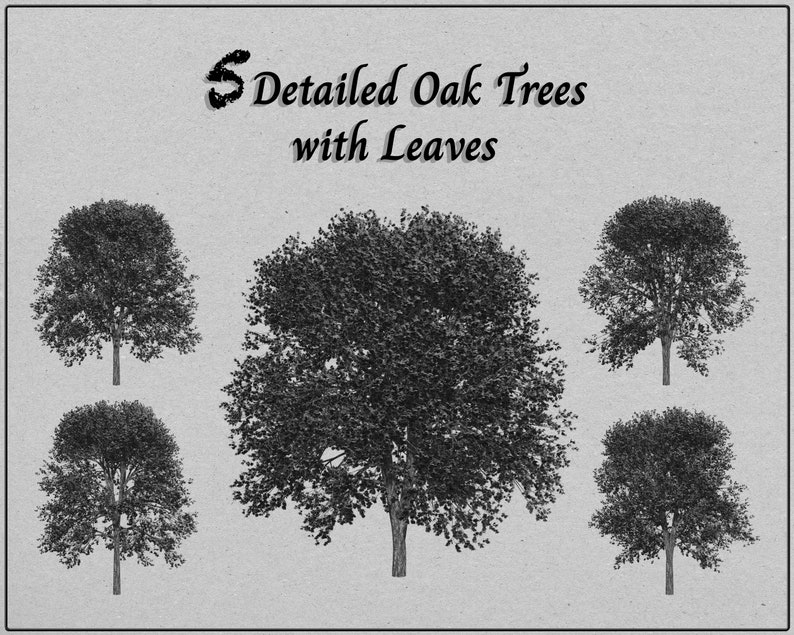 Grayscale Trees, Silhouette Trees, Tree Clipart, Tree Art, Tree Pack ...