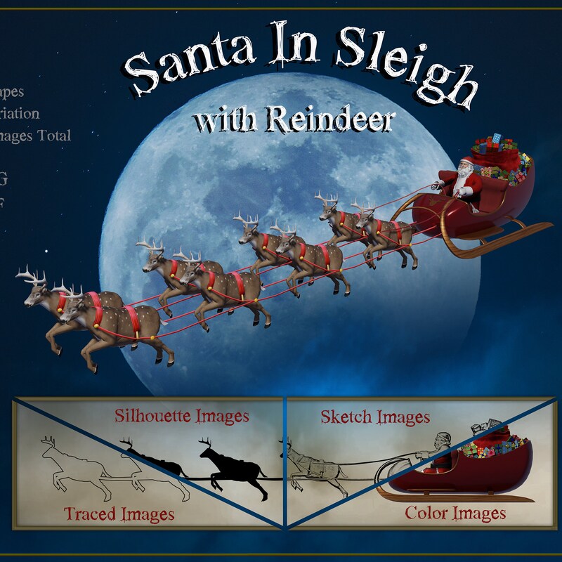 Sleigh and Reindeer - Etsy
