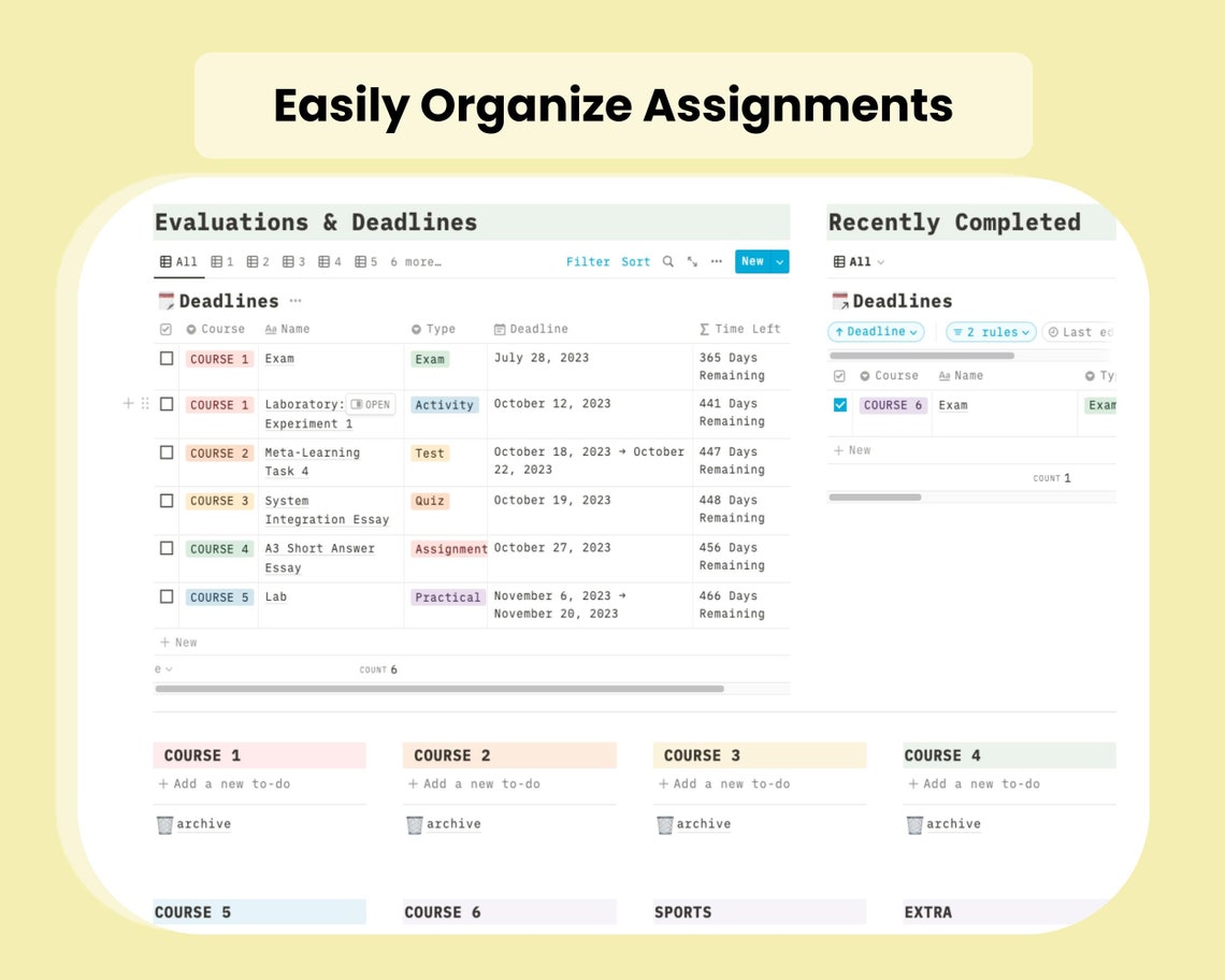 Academic Planner Notion Template - Etsy