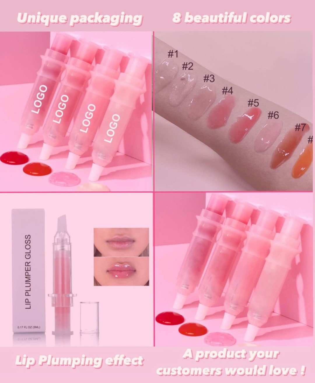 PRIVATE LABEL Syringe Pout Booster Lip Plumping Gloss Add Your Logo ...