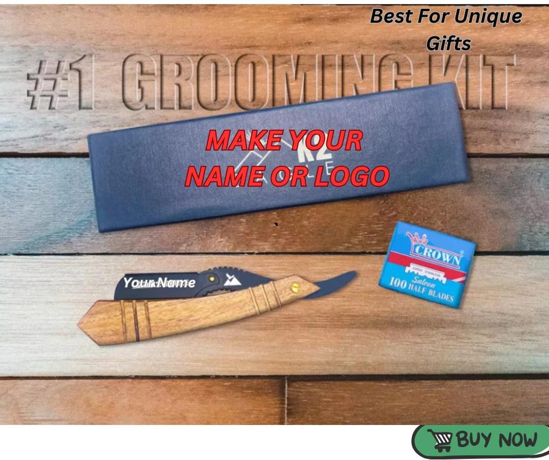 Customized Personalized Grooming Kit Best Gift Wood Handle Straight ...