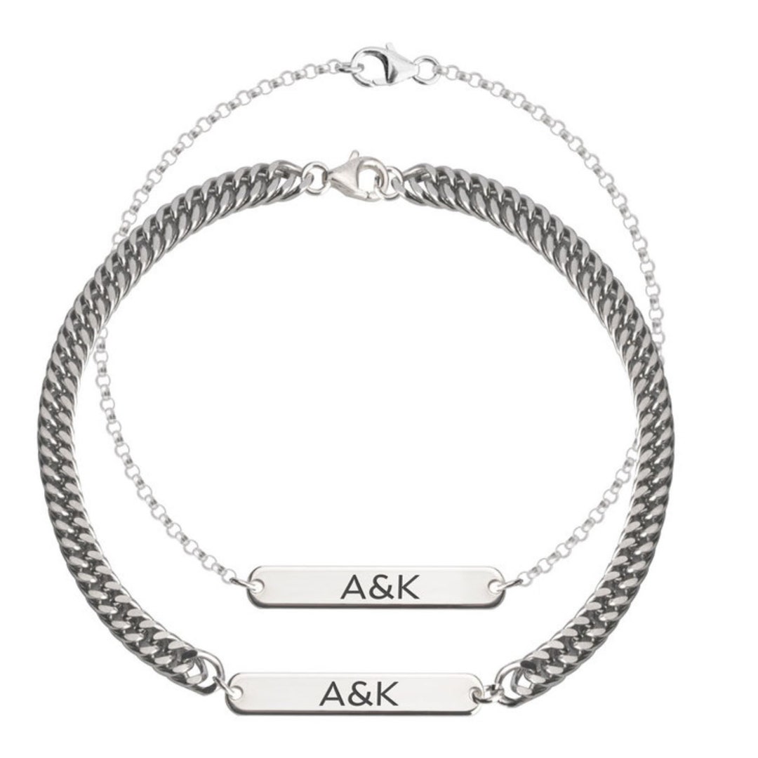 Matching Engraved Initial Bracelets, Matching Couples Bracelet ...