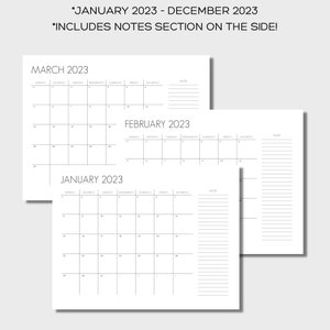 2023 Printable Calendar - Landscape, Digital Download, Letter Size PDF ...