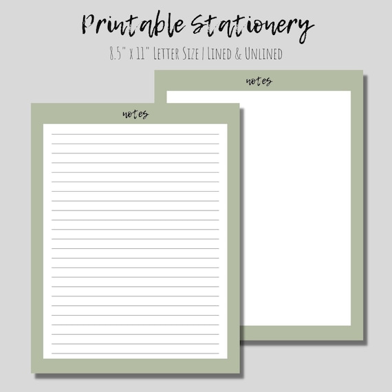 Printable Stationery Printable Note Pages Note Paper - Etsy