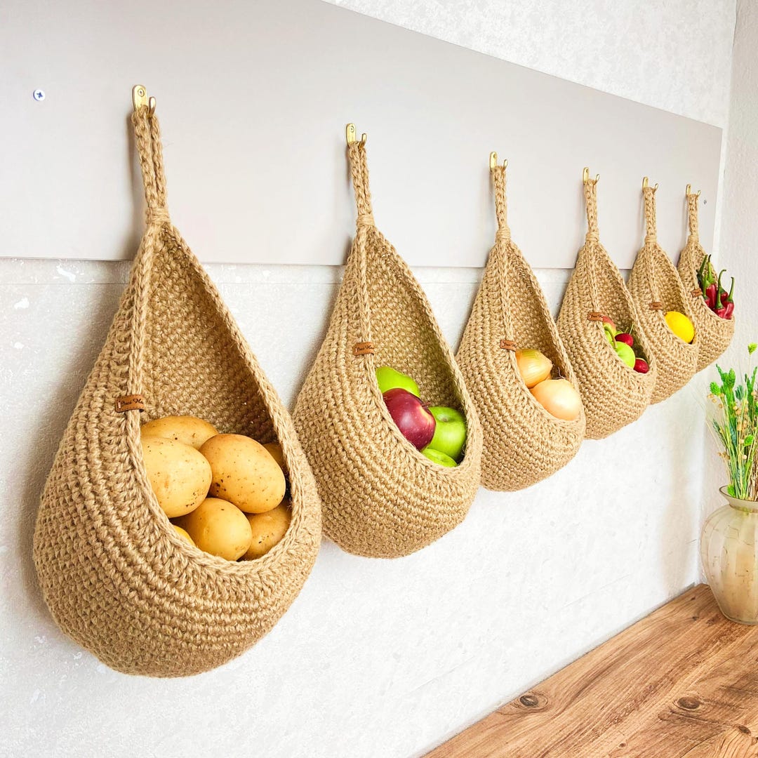 Jute Wall Hanging Basket: Rustic Farmhouse Wall Decor, Storage ...