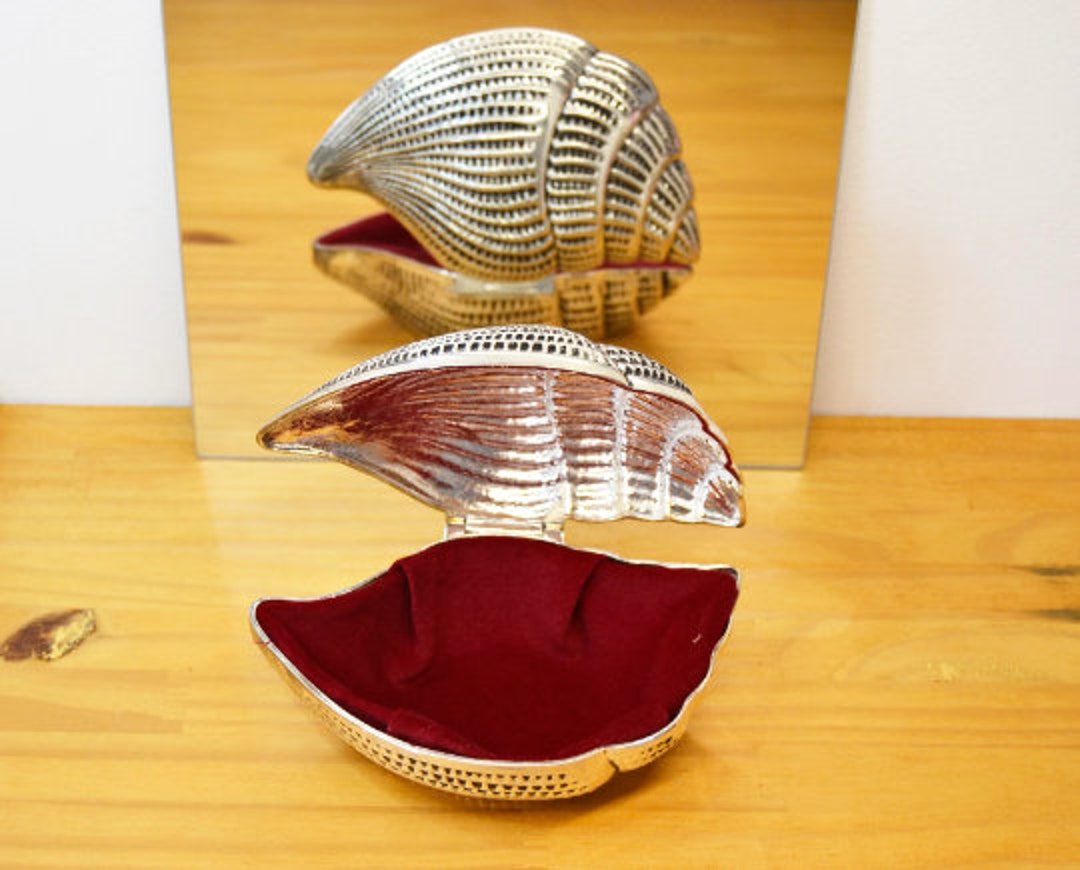 Vintage Silver-colored Sea Snail Jewelry Box,vintage Jewelry, Boxshell ...