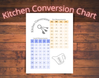 Kitchen Equivalents Printable Chart - Etsy