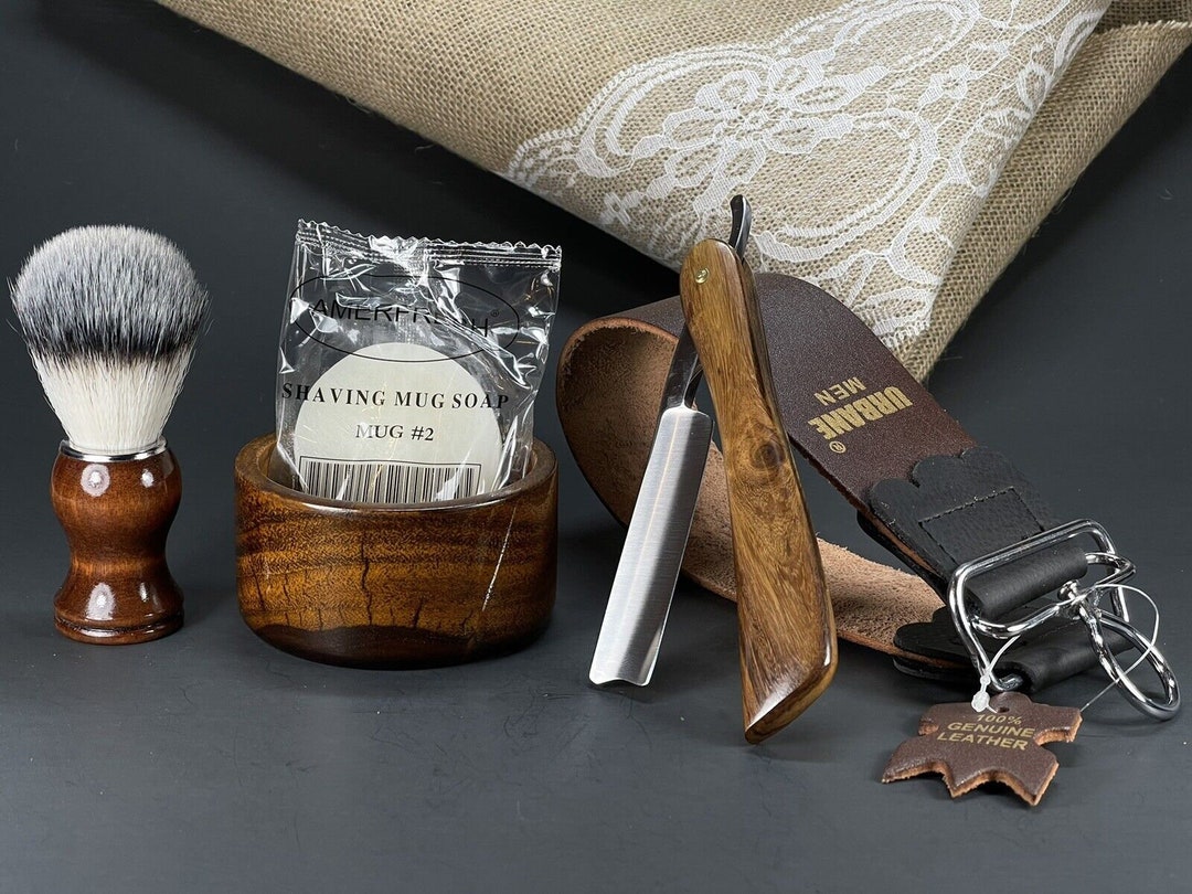 Vintage Barber Salon Straight Razor Cut Throat Shaving Razor Gift Set ...