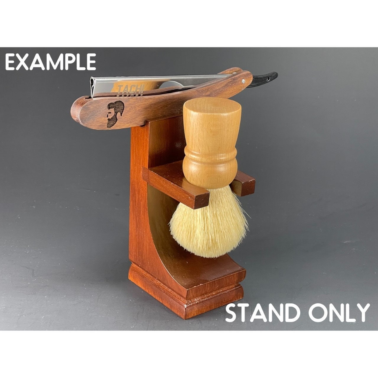 USA Hand Made American Walnut All Wood Shaving Station Shave Brush ...