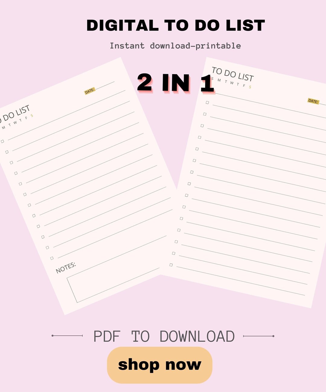 Daily to Do List Task Checklist, Weekly Planner, A4, Digital Planner ...
