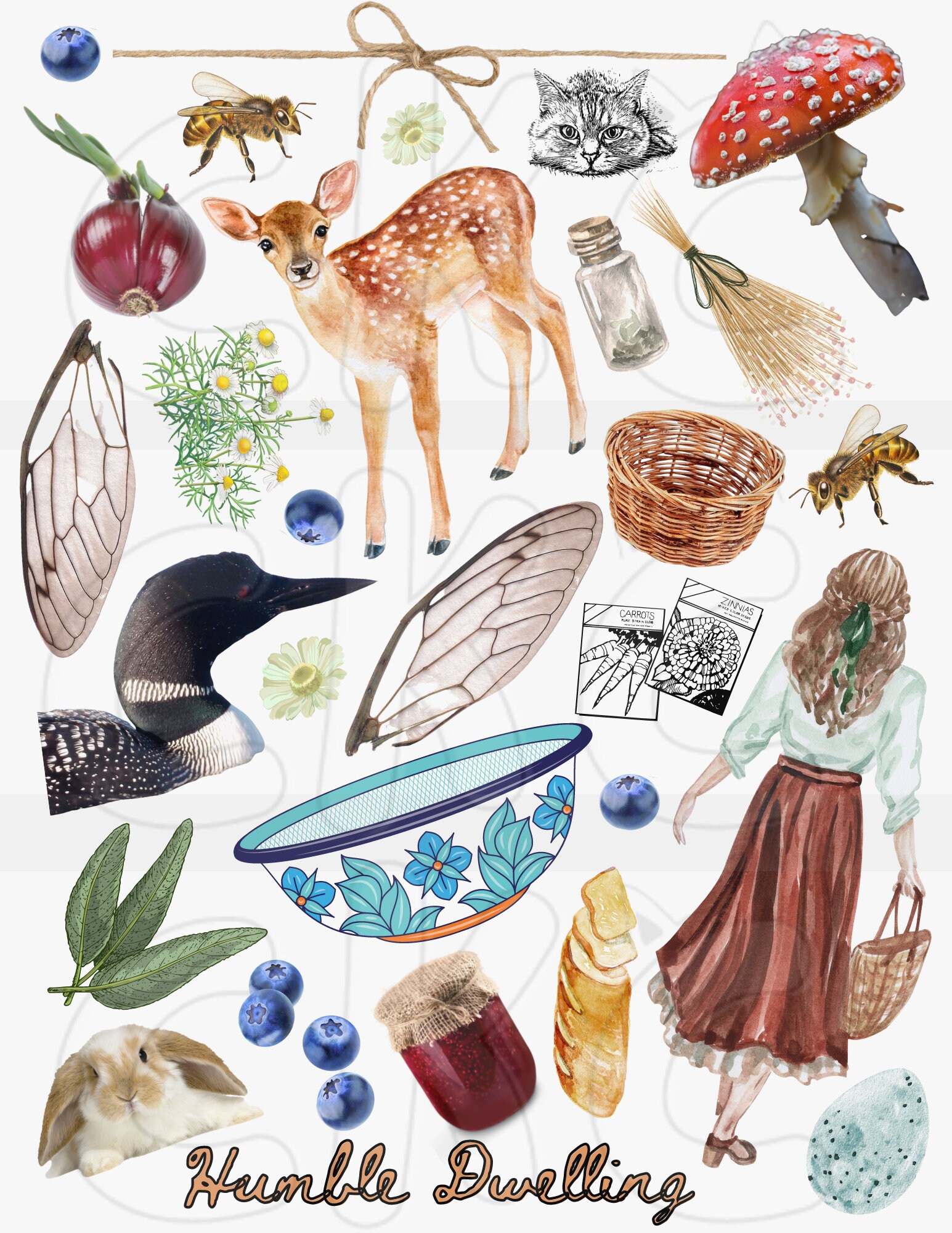 Cottage Core Collage Kit, Digital Download, Printable Art Activity ...