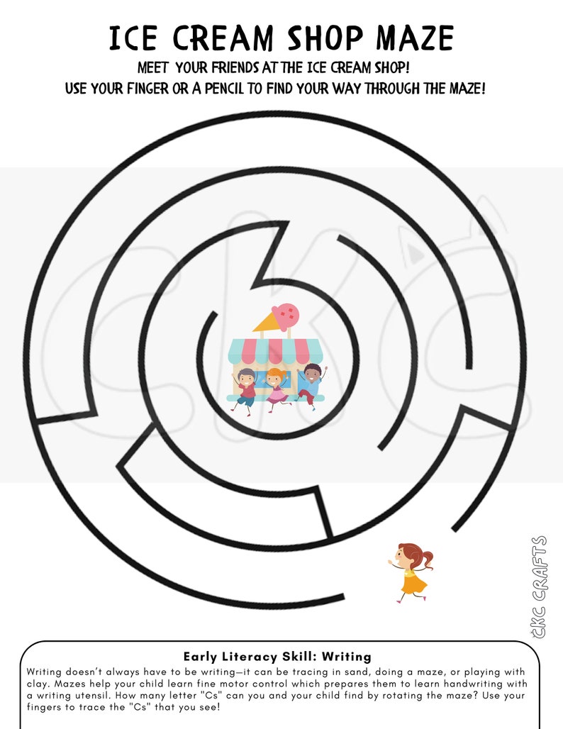 Ice Cream Craft, Letter C, Early Literacy Activity for Kids, Instant ...