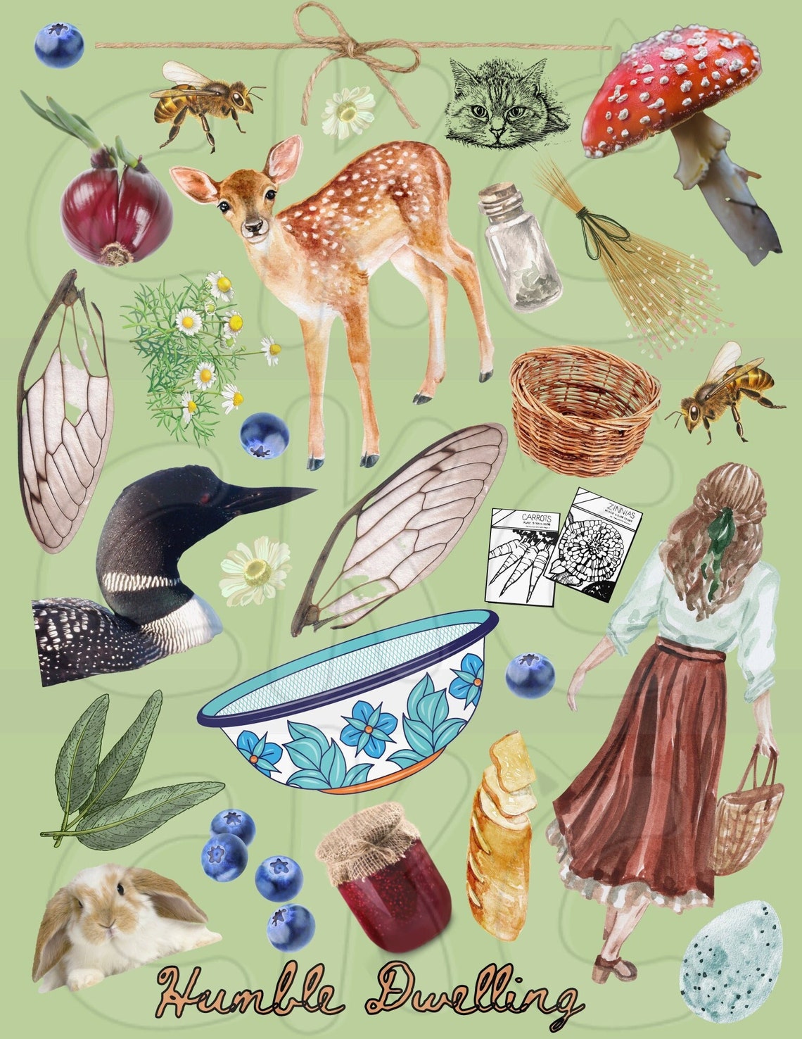 Cottage Core Collage Kit, Digital Download, Printable Art Activity ...