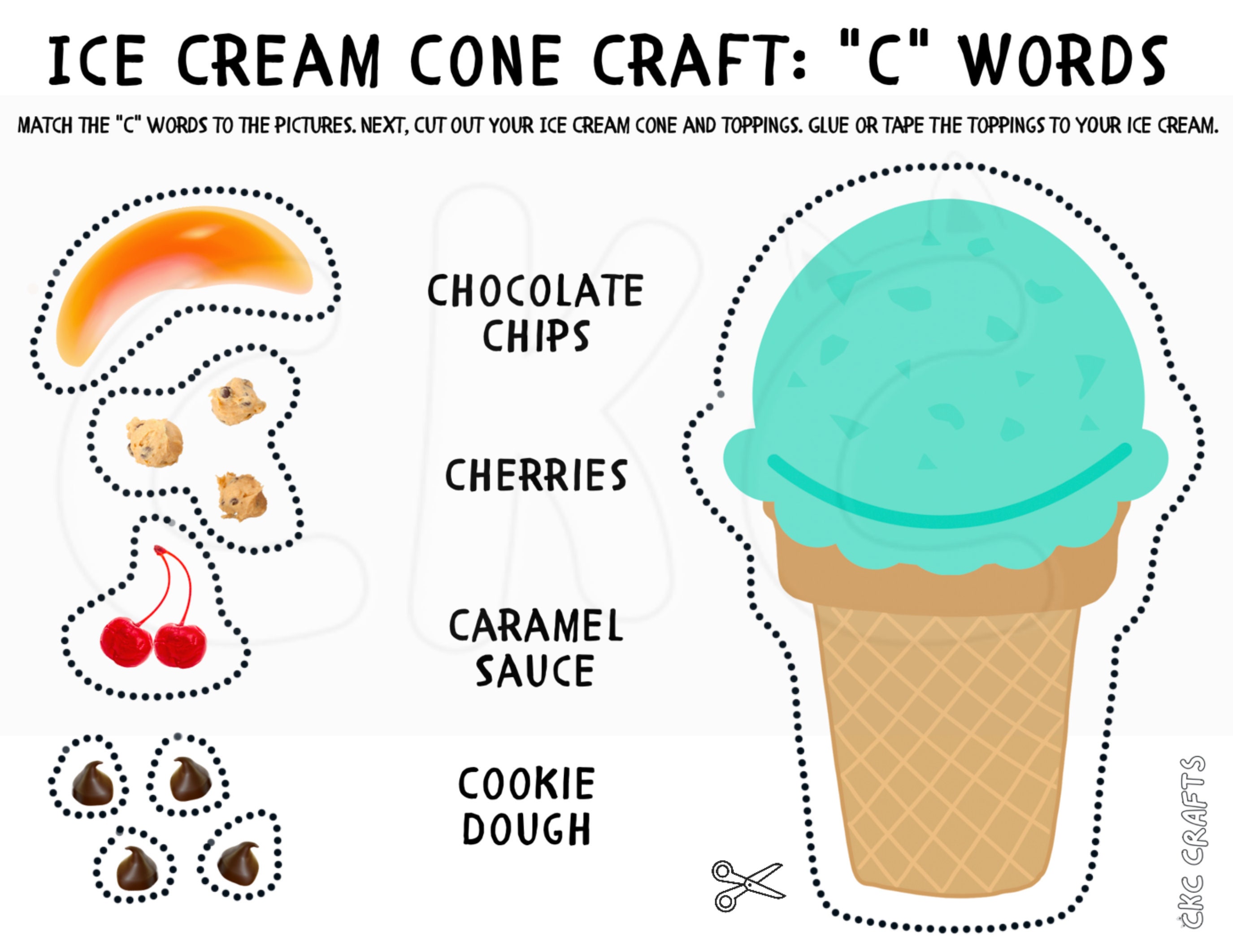 Ice Cream Craft, Letter C, Early Literacy Activity for Kids, Instant ...