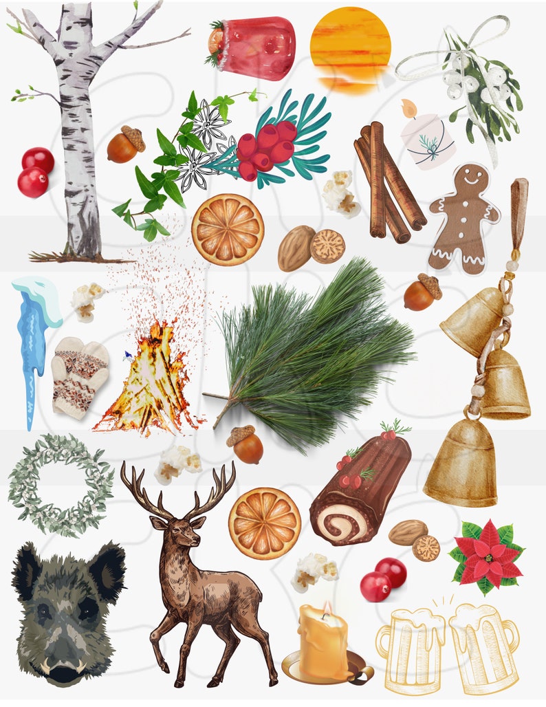 Happy Yule Collage Kit Digital Download - Etsy