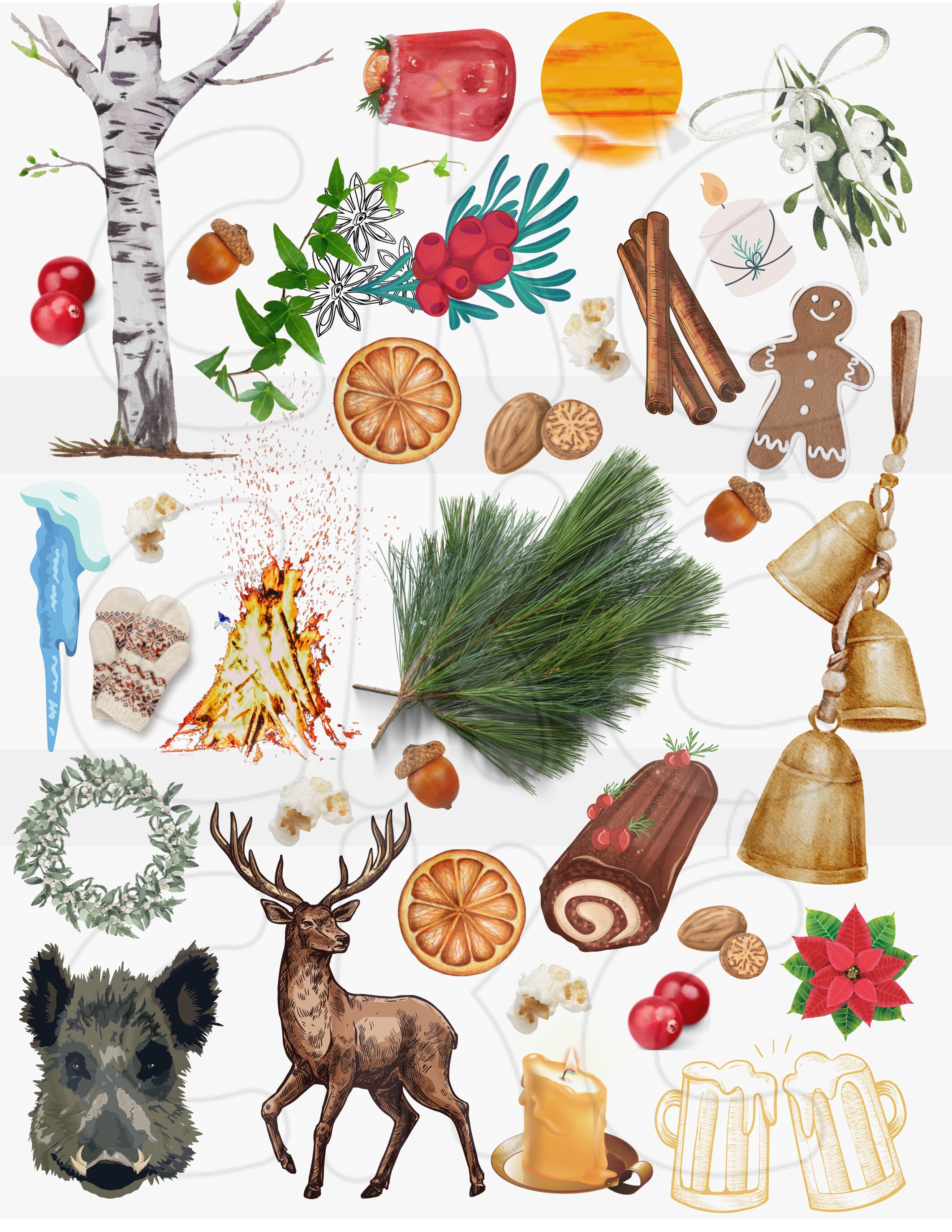 Happy Yule Collage Kit Digital Download - Etsy