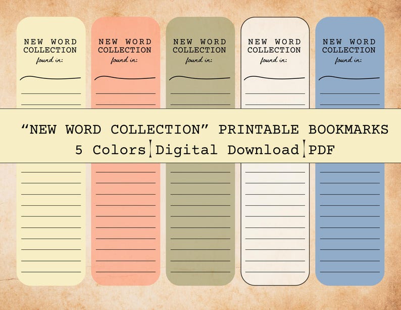 New Word Collection Bookmarks, Printable, Digital Download, Booktok ...