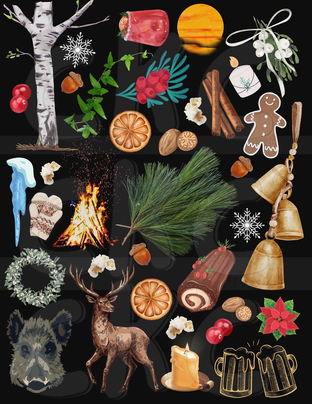 Happy Yule Collage Kit Digital Download - Etsy