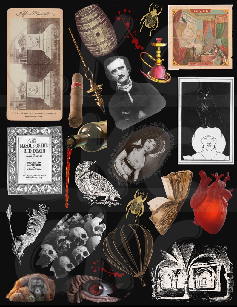 Edgar Allan Poe Collage Kit, Digital Download, Instant Printables ...