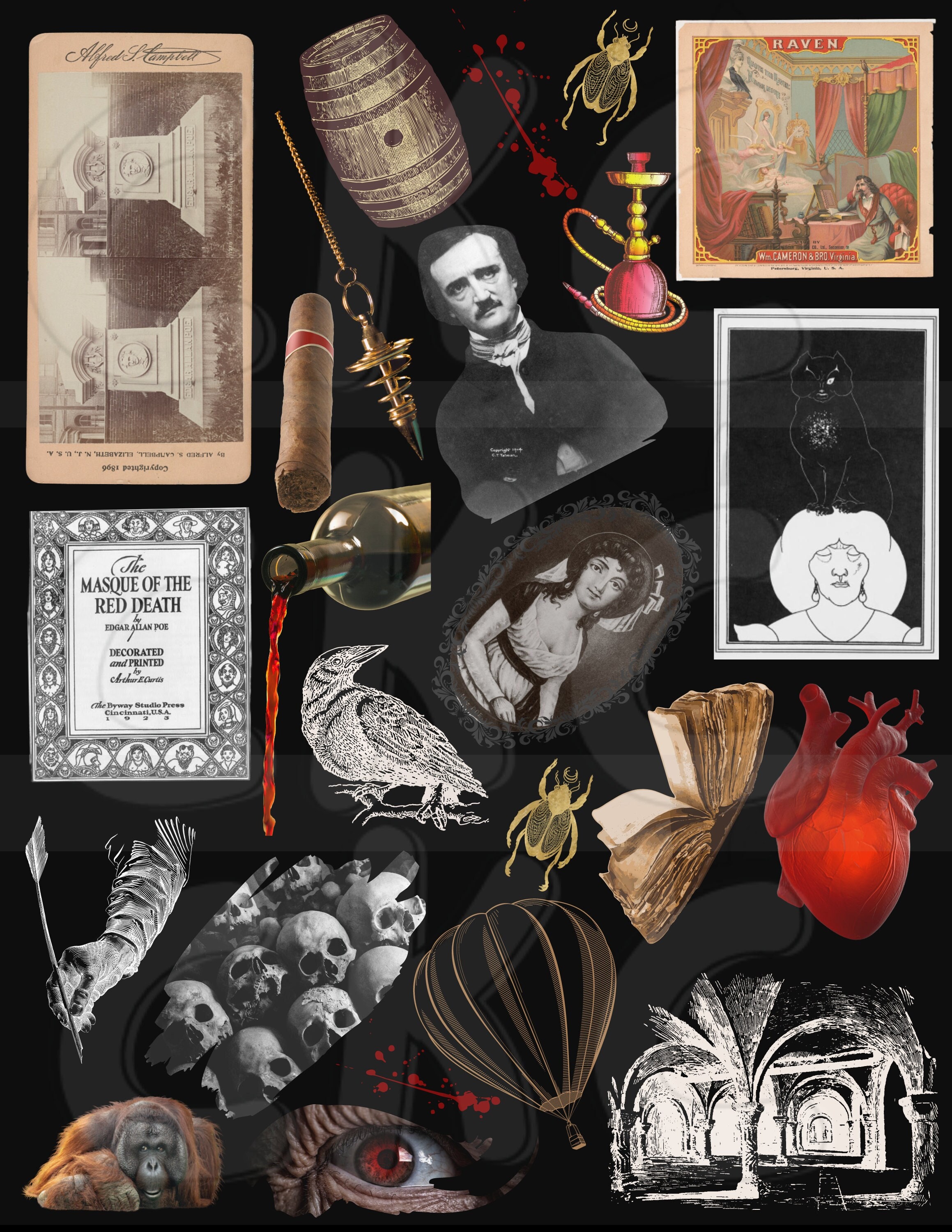 Edgar Allan Poe Collage Kit, Digital Download, Instant Printables ...