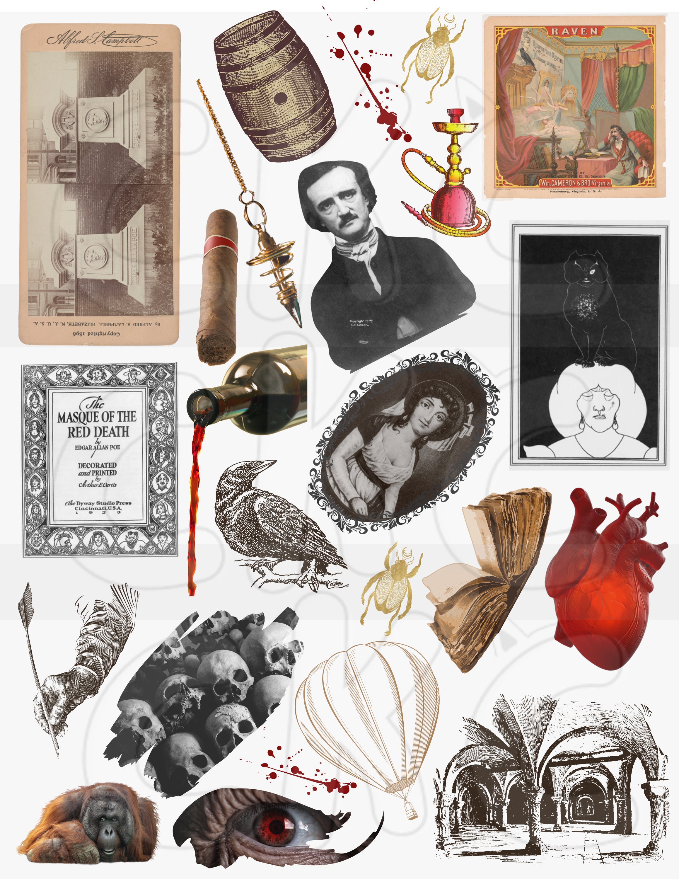 Edgar Allan Poe Collage Kit, Digital Download, Instant Printables ...
