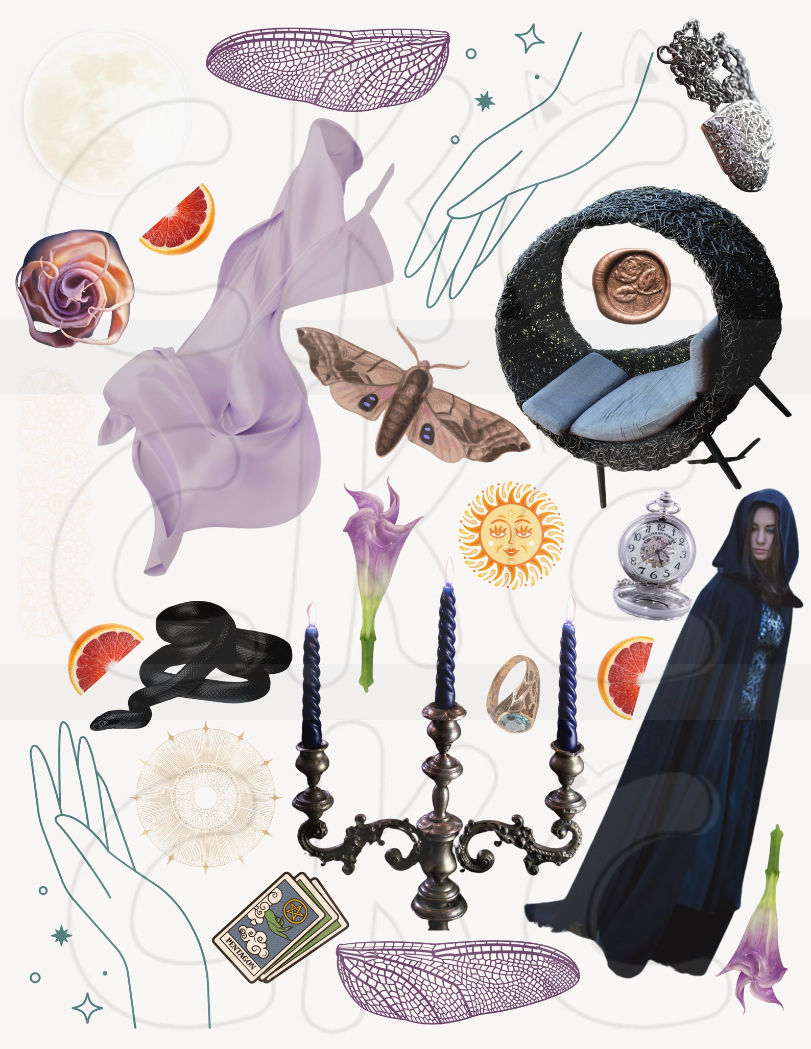 Whimsy Goth Collage Kit Digital Download, druckbare Kunst Aktivität ...