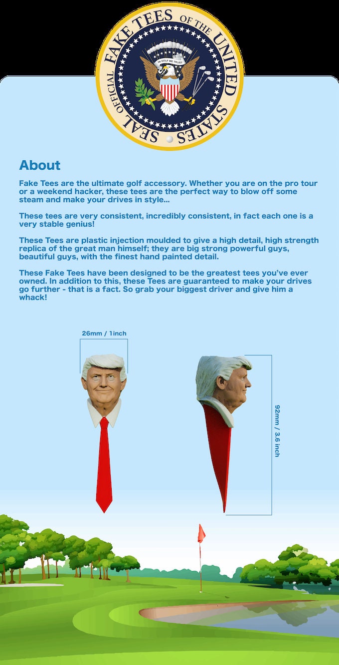 Donald Trump Golf Tees Hand Painted set of 3 Big, Strong, Beautiful ...