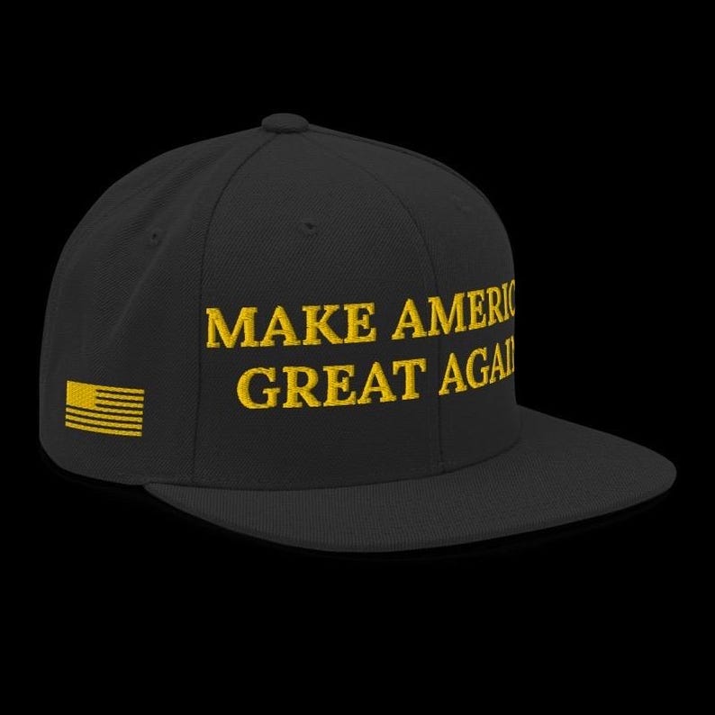 Gold MAGA Hat Inspired by Trump Michigan Rally, Black with Gold ...