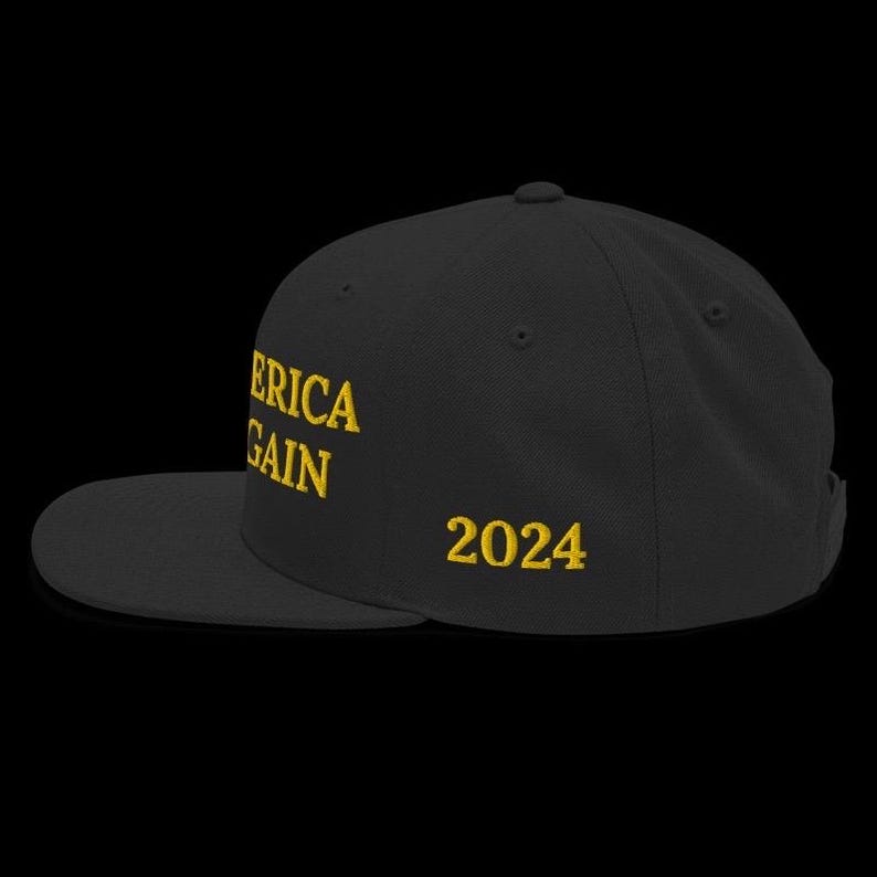 Gold MAGA Hat Inspired by Trump Michigan Rally, Black with Gold ...